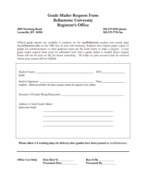 Fillable Online Final Grade Mailer Request. transcript request form Fax ...