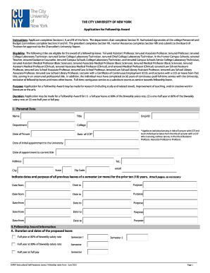 Fillable Online gc cuny Instructions Applicant completes Sections I, II ...