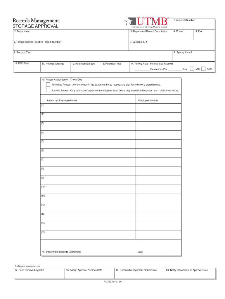 Fillable Online utmb Records Management 1 Approval Number - Welcome to ...