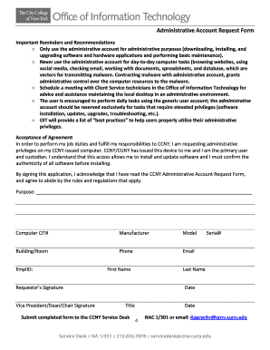 Fillable Online ccny cuny Administrative Account Request Form - CUNY Fax Email Print - pdfFiller