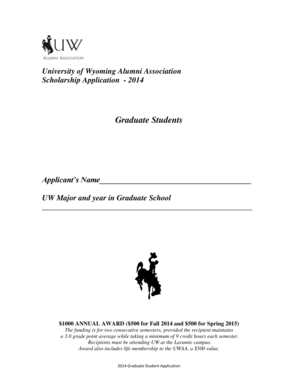 Fillable Online uwyo 2014 Graduate Students Applicant's ...