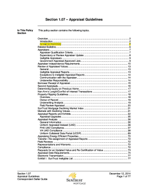 Fillable Online Section 1.07: Appraisal Guidelines 12/12/2014 - STM ...