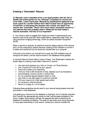 Fillable Online Creating a Scannable Resume Fax Email Print - pdfFiller