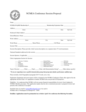 Fillable Online ncmea NCMEA Conference Session Proposal - ncmea Fax ...
