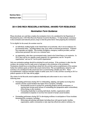 Fillable Online dhs 2012 dhs rick rescorla national award for ...