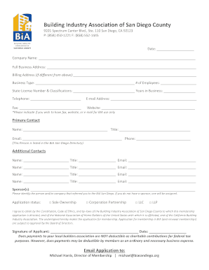 Fillable Online biasandiego Builder Member Application - BIA San Diego ...