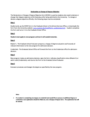 Fillable Online csustan Declaration or Change of Degree Objective The ...