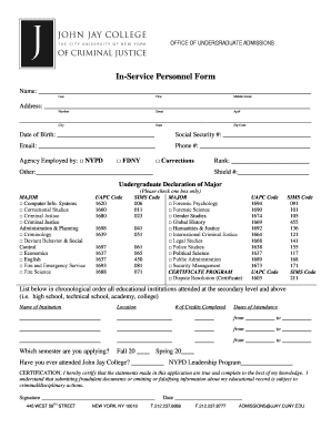 Fillable Online jjay cuny In Service and NYPD Form - John Jay College ...