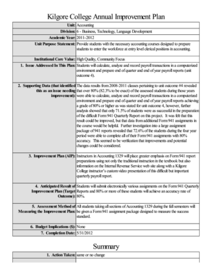 Fillable Online Kilgore College Annual Improvement Plan - MyKC. Instructions for Form 941 Fax ...