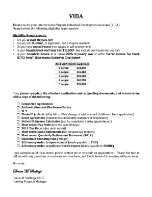 Fillable Online 2014 VIDA Application Packet - Southside Community ...