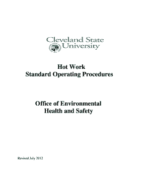 Fillable Online csuohio Hot work permit form 2012. Training/Internship ...