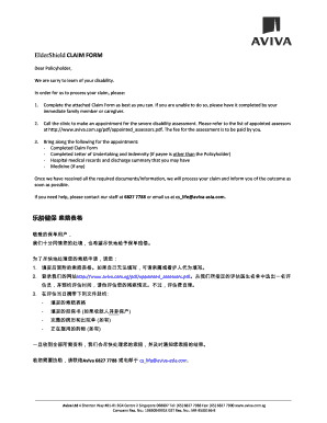 Fillable Online ElderShield CLAIM FORM - Aviva.com.sg Fax Email Print ...