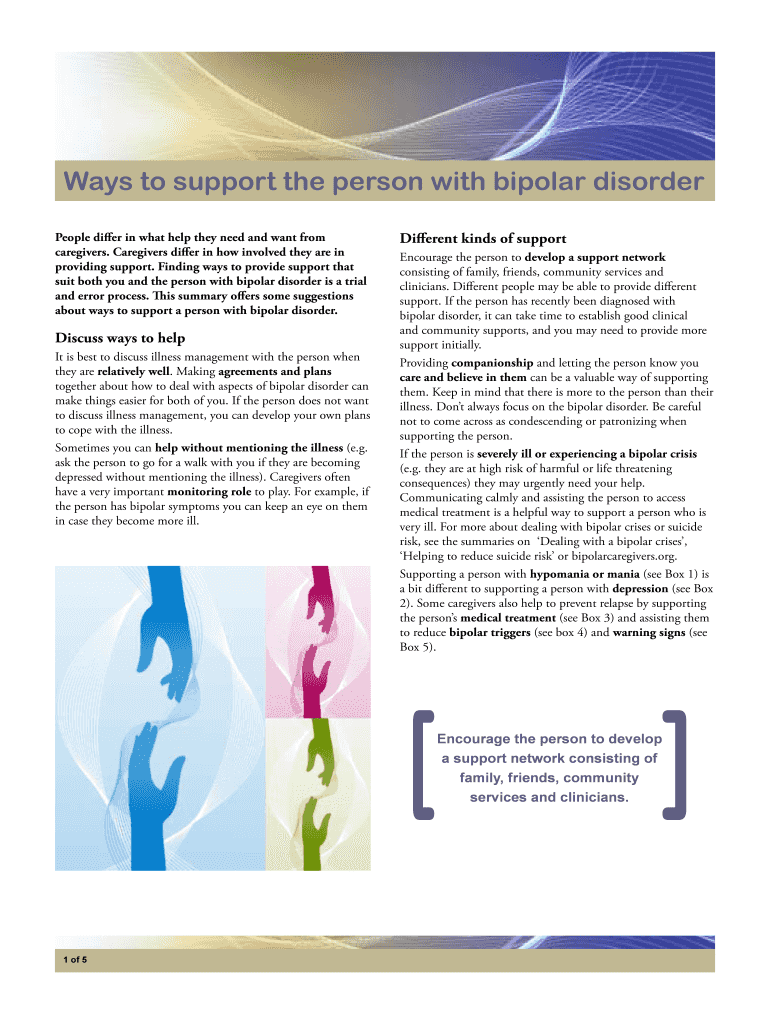Fillable Online Ways to support the person with bipolar disorder Fax Email Print - pdfFiller