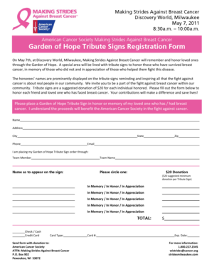 Fillable Online makingstrides acsevents Garden of Hope Tribute Signs ...