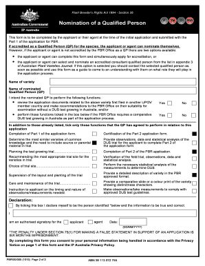 Fillable Online ipaustralia gov 'Nomination of a Qualified Person' form ...
