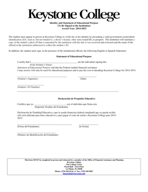 Fillable Online keystone Identity and Statement of Educational Purpose ...