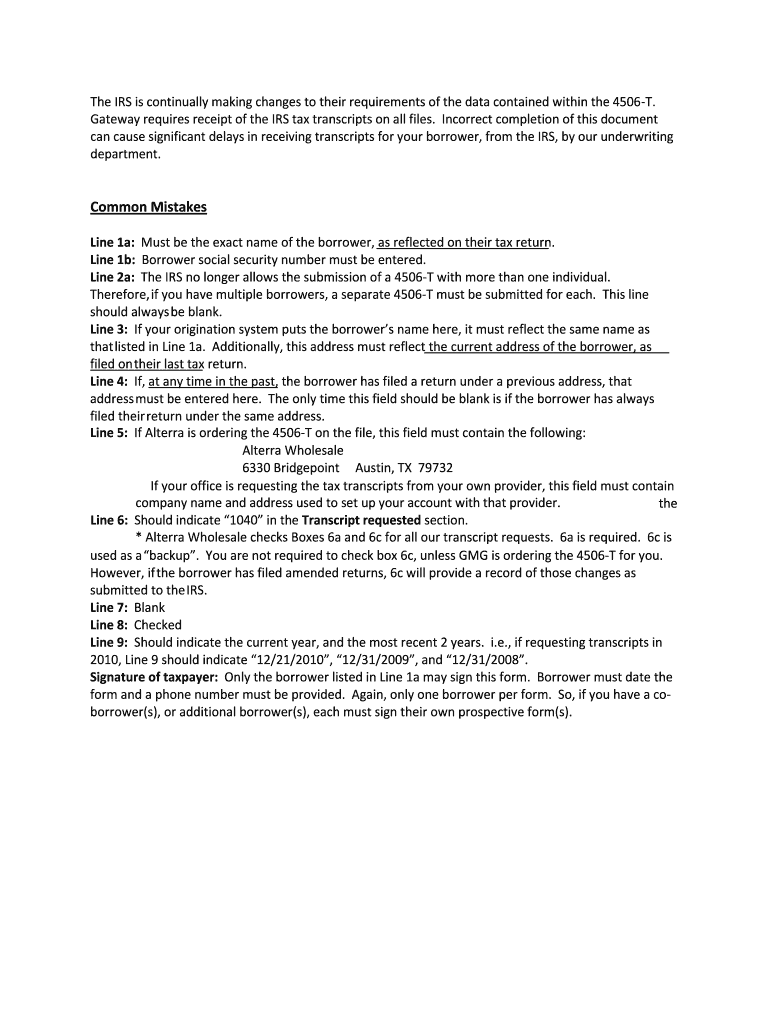 Fillable Online 4506 T And Guide Fax Email Print PdfFiller