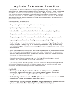 Fillable Online kings Application for Admission Instructions - King's College - kings Fax Email ...