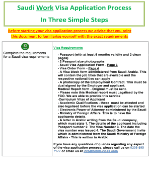 Fillable Online Saudi Work Visa Application Process Fax Email Print ...