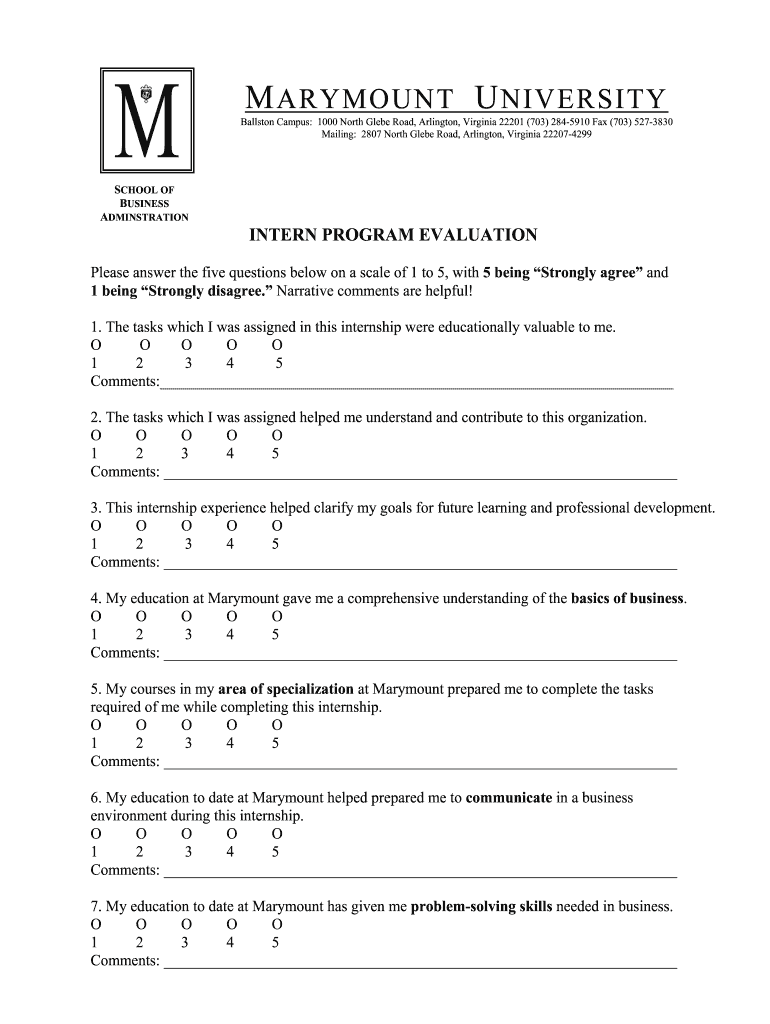 Internship Evaluation Form Fill Out Sign Online DocHub