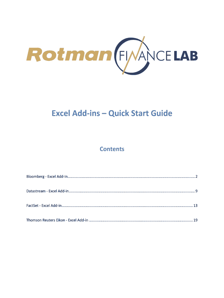 Fillable Online Excel Add-ins Quick Start Guide Fax Email Print - pdfFiller