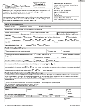 Fillable Online uwsuper Veteran/Military Enrollment Form - University ...