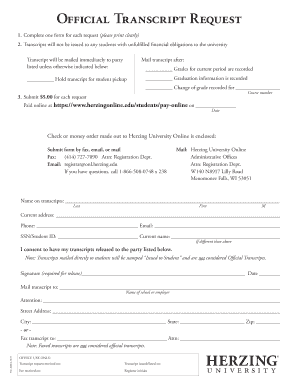 Fillable Online herzing Complete one form for each request (please ...