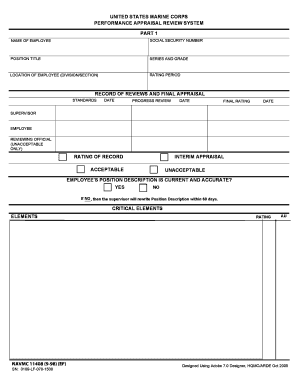 Fillable Online United states marine corps performance bappraisal ...