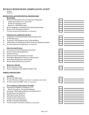 Fillable Online HUMAN RESOURCES COMPLIANCE AUDIT Fax Email Print ...