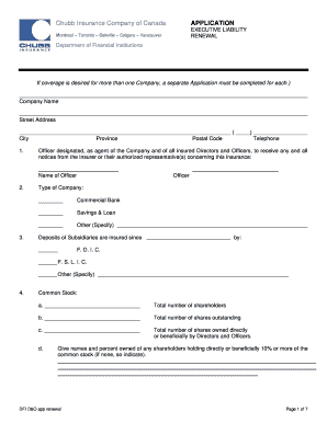 Fillable Online Chubb Insurance Company of Canada APPLICATION E ...