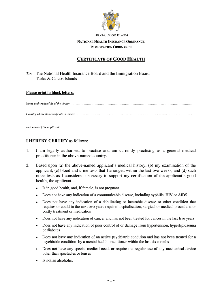 Certificate Of Good Health Fill Out Sign Online DocHub