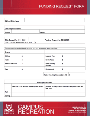 Fillable Online FUNDING REQUEST FORM - Campus Recreation Fax Email ...
