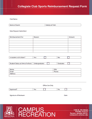 Fillable Online Collegiate Club Sports Reimbursement Request Form Fax Email Print - pdfFiller