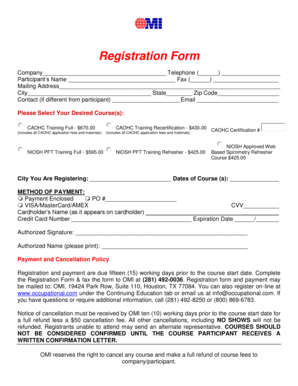 Fillable Online oaohn Registration Form - oaohn Fax Email Print - pdfFiller