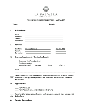 Fillable Online LP Preconstruction Meeting Outlinepdf Fax Email Print ...