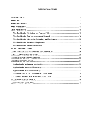 Fillable Online TABLE OF CONTENTS INTRODUCTION ... - TACRAO Fax Email Print - pdfFiller