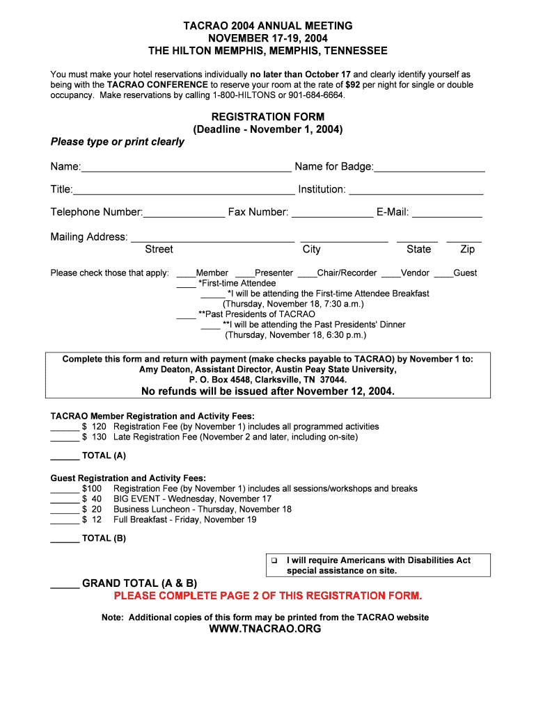 Fillable Online College Day / Night Recruiting Program - tacrao Fax ...