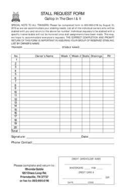 Fillable Online STALL REQUEST FORM - GallopInTheGlen.net Fax Email ...