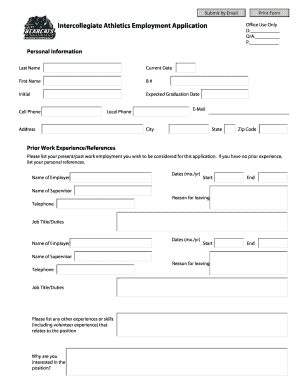 Fillable Online Intercollegiate Athletics Employment Application Fax Email Print - pdfFiller