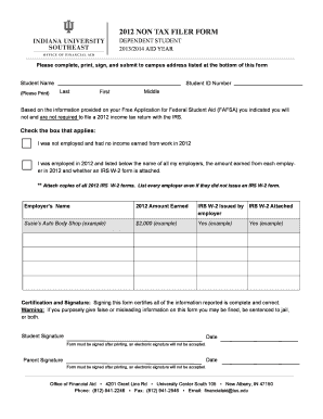 Fillable Online ius 2012 NON TAX FILER FORM Fax Email Print - pdfFiller