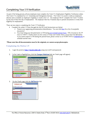 Fillable Online ubalt Completing an I-9 Fax Email Print - pdfFiller