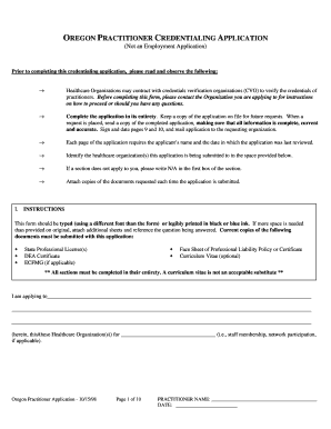 Fillable Online OREGON PRACTITIONER CREDENTIALING APPLICATION ...