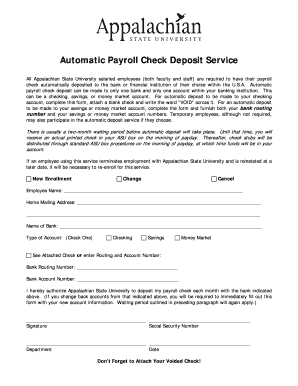Fillable Online Automatic Payroll Check Deposit Service - Message from ...