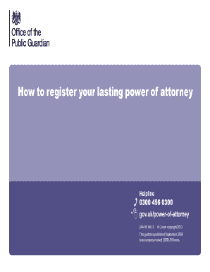 Fillable Online Guidance for registering a lasting power of attorney ...