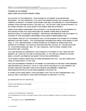 Fillable Online Power of Attorney, Statutory Short Form, Revised 3/2009 ...