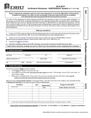 Fillable Online www2 dbu 14-15 IVF-Income Verification Worksheet ...