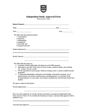 Fillable Online Tuck Independent Study Guidelines and Approval Form Fax ...