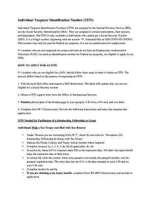 Fillable Online Individual Taxpayer Identification Numbers (ITIN) are ...