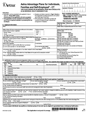 Fillable Online Apply for Aetna Insurance - Creative Health Insurance ...