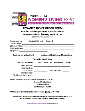 Fillable Online 00 when you order tickets in advance Advance Tickets ...